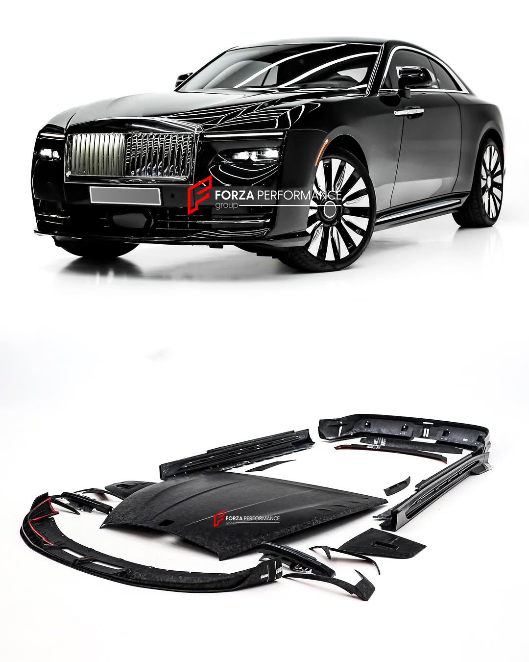 FORZA PERFORMANCE DRY CARBON FIBER BODY KIT for ROLLS ROYCE SPECTRE 2023+ custom fit MANSORY ...