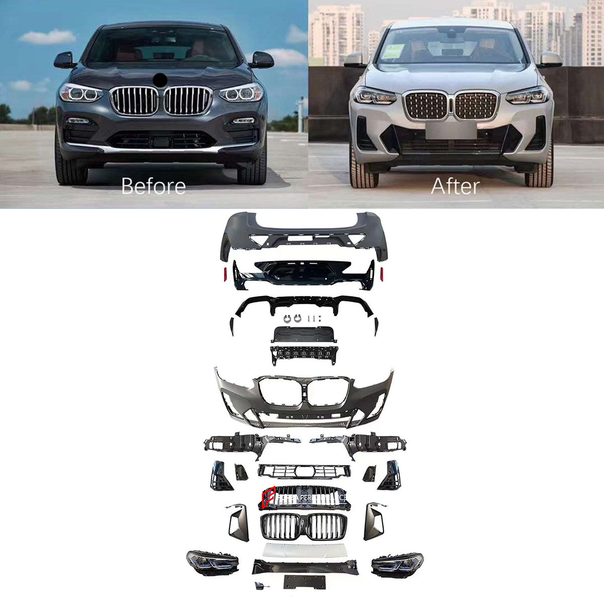 CONVERSION BODY KIT for BMW X4 G02 UPGRADE to X4 G02 LCI M-TECH FACELI