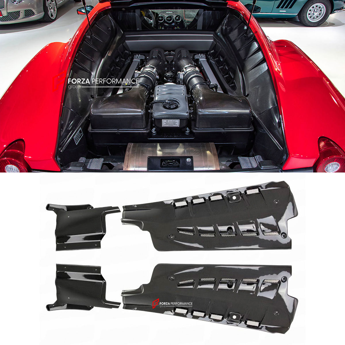 CARBON ENGINE BAY PANELS for FERRARI F430 2004 - 2009