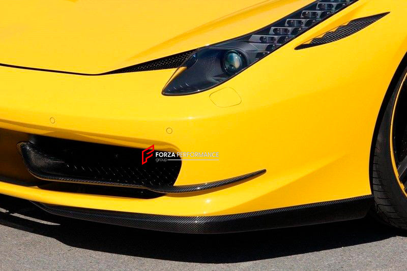 CARBON FRONT BUMPER CANARDS for FERRARI 458 ITALIA SPIDER 2009 - 2015