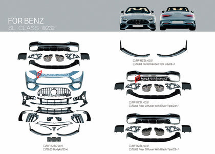 CONVERSION BODY KIT for MERCEDES BENZ SL CLASS AMG R232 SL43 SL55 UPGR