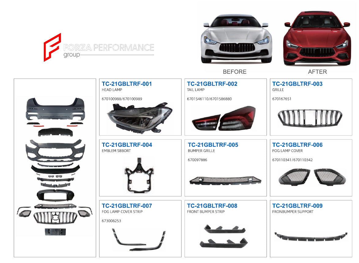CONVERSION BODY KIT MASERATI GHIBLI M157 2013 - 2020 to M157 FACELIFT
