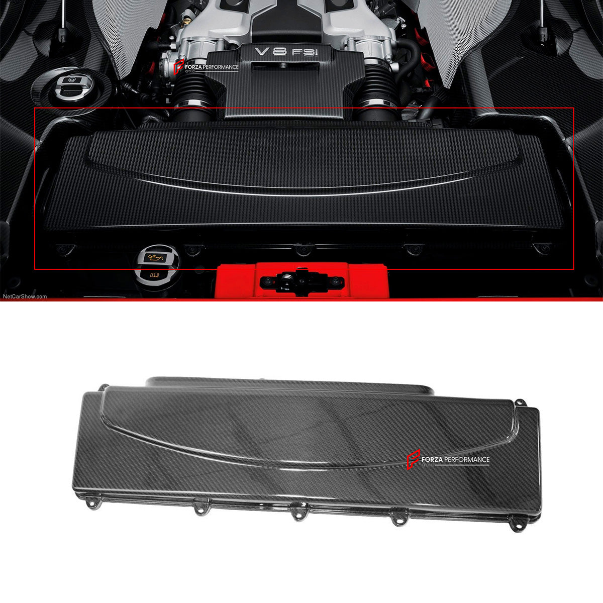 DRY CARBON AIR INTAKE FILTER BOX COVER for AUDI R8 V8 V10 2007 - 2012