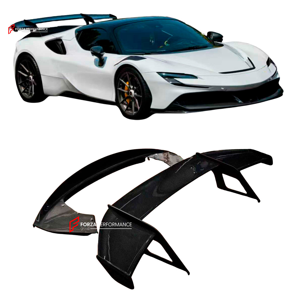 DRY CARBON REAR SPOILER FOR FERRARI SF90 2019+ FORZA PERFORMANCE custon ...