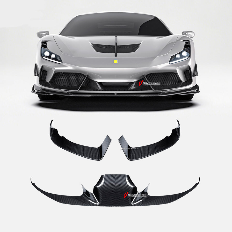 DRY CARBON FRONT BUMPER COVER for FERRARI F8 2019 - 2022