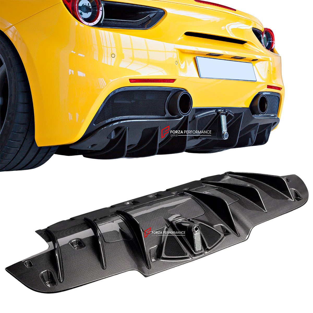 DRY CARBON REAR DIFFUSER for FERRARI 488 2015 - 2020