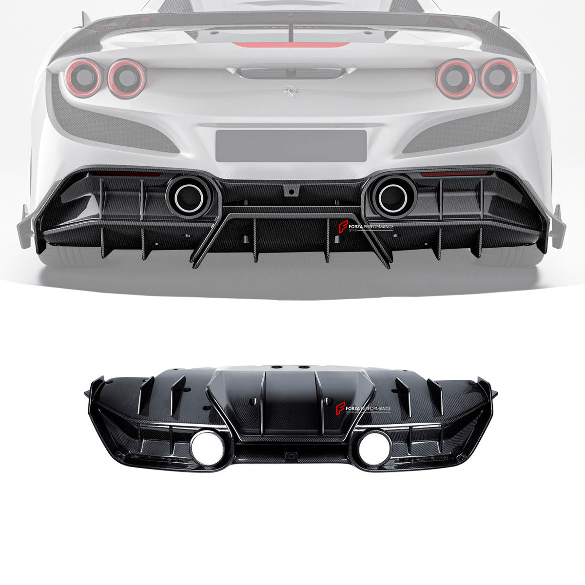 DRY CARBON REAR DIFFUSER for FERRARI F8 2019 - 2022