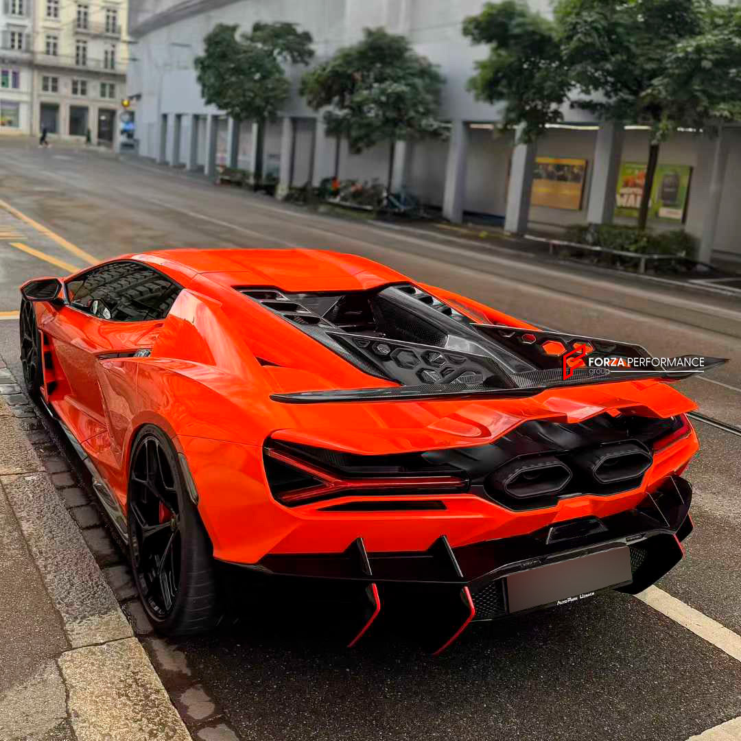 DRY CARBON REAR ENGINE BAY AREA COVER with SPOILER for LAMBORGHINI REV