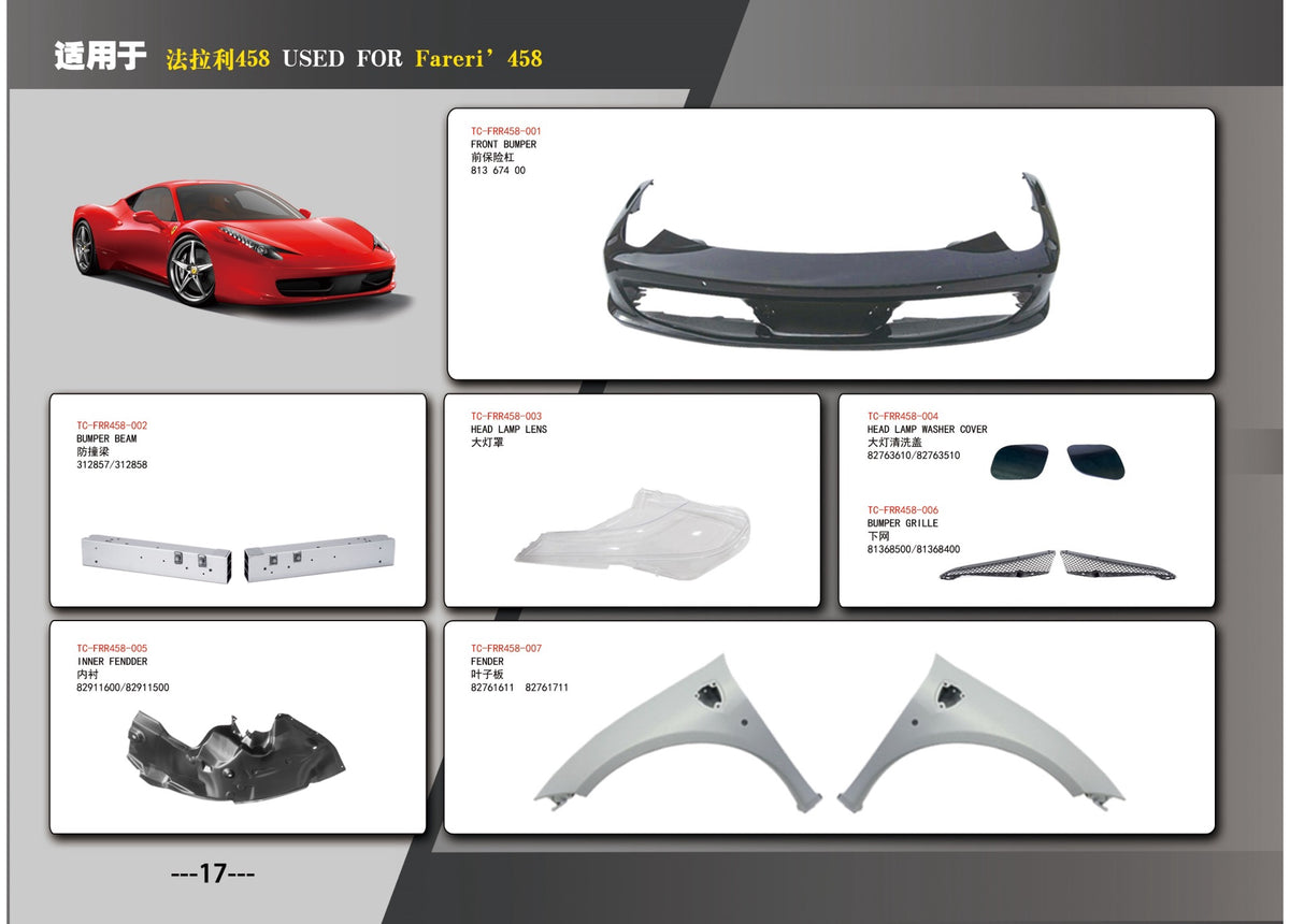 FRONT BUMPER AND SIDE FENDERS for FERRARI 458 – Forza Performance Group