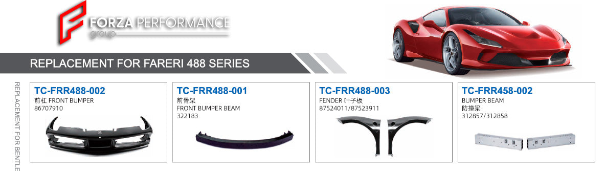 FRONT BUMPER AND SIDE FENDERS for FERRARI 488 2015 - 2020 2015 - 2020