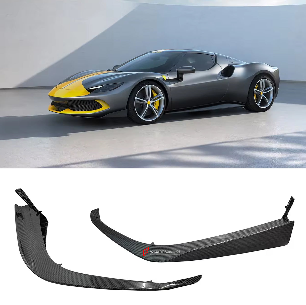 DRY CARBON FRONT CORNER SPLITTERS for FERRARI 296 GTB 2021+ | OEM STYL ...