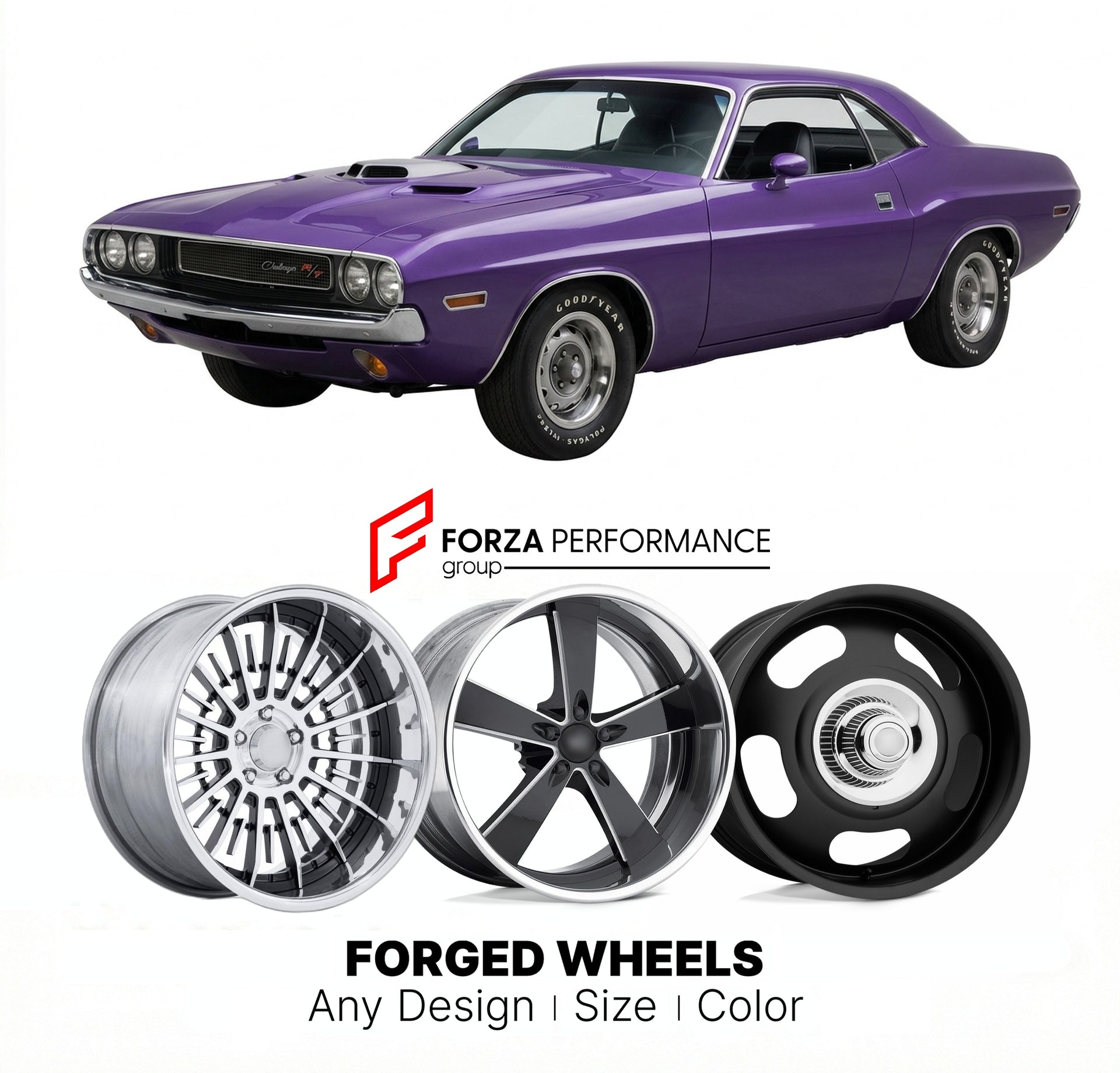 CUSTOM FORGED WHEELS RIMS for DODGE CHALLENGER 1970 - 1974