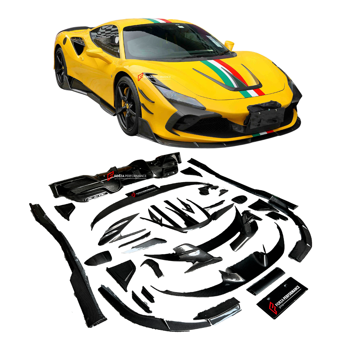 FORZA PERFORMANCE GROUP DRY CARBON BODY KIT for FERRARI F8 custom fit ...