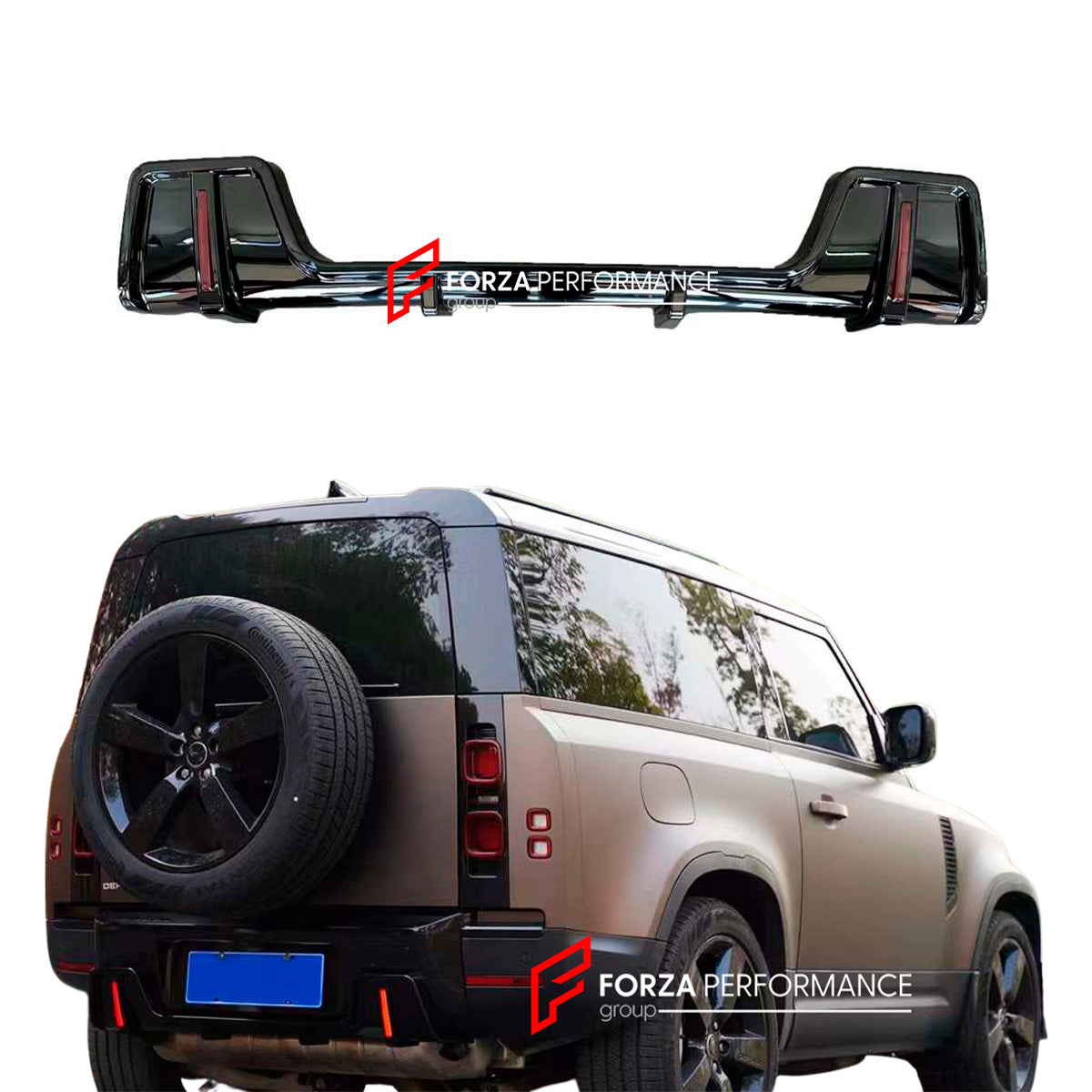 REAR DIFFUSER WITH LED TAIL LIGHTS for LAND ROVER DEFENDER L663 2020+