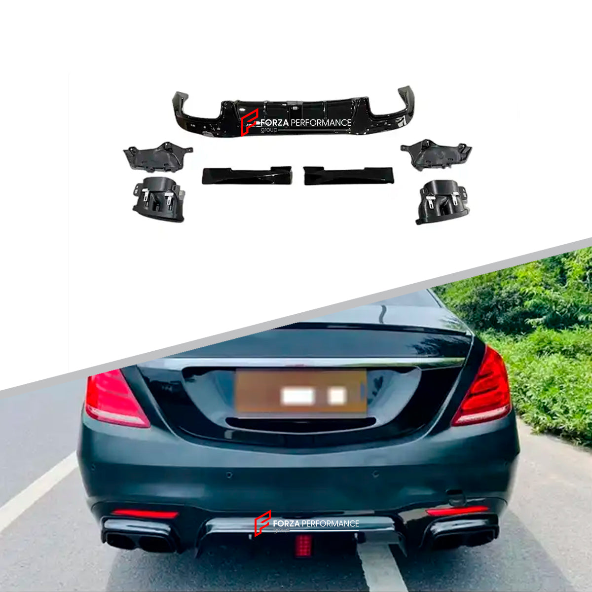 REAR DIFFUSER WITH TIPS for MERCEDES BENZ BENZ S CLASS W222 AMG 2018