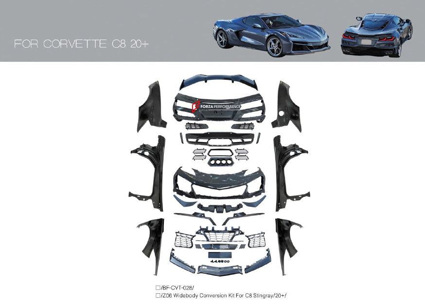 CONVERSION BODY KIT for CHEVROLET CORVETTE C8 STINGRAY 2020+ UPGRADE t