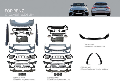 C63 AMG BODY KIT for MERCEDES-BENZ C-CLASS W206 2021+ – Forza ...