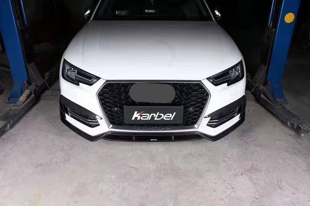 KARBEL CARBON DRY CARBON FIBER FRONT BUMPER UPPER VALENCES FOR AUDI S4 ...