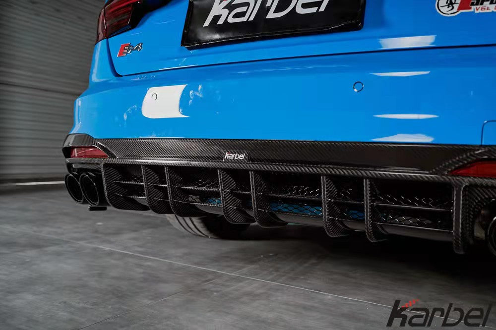 KARBEL CARBON DRY CARBON FIBER REAR DIFFUSER VER.2 FOR AUDI S4 2020-ON ...