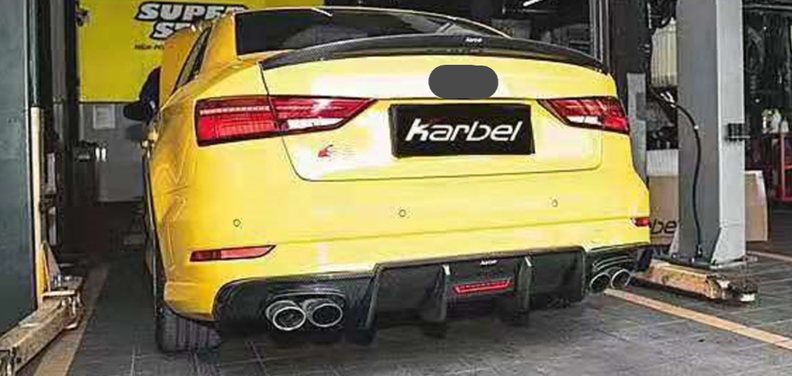 KARBEL DRY CARBON FIBER REAR DIFFUSER FOR AUDI A3 S LINE & S3 2017-202 ...
